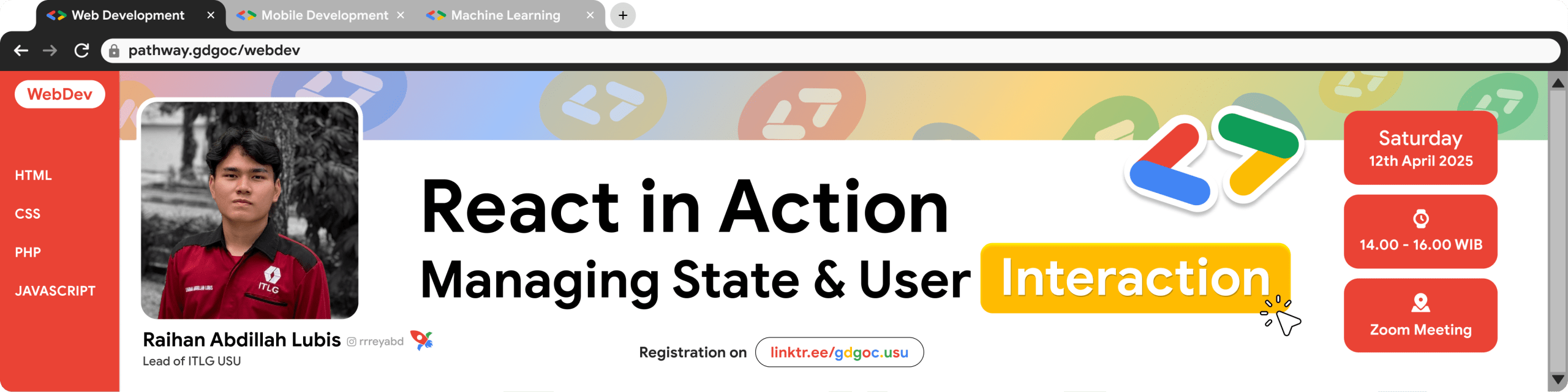 See React in Action – Managing State & User Interaction at Google Developer Groups GDG on Campus ...